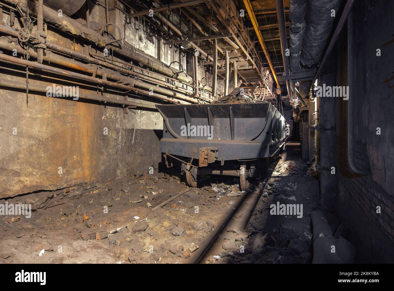 Freight wagon in the industrial workshop of an old factory Stock Photo ...