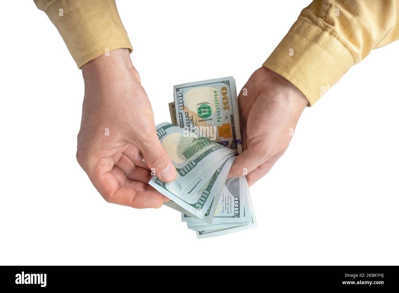 Man counting money. Allocation of money, economy concept, US dollar ...