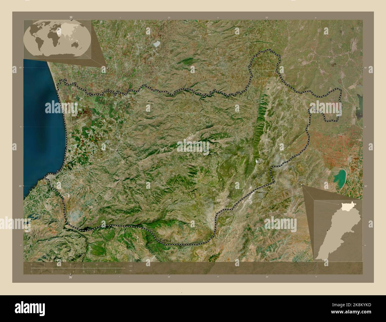 Akkar, governorate of Lebanon. High resolution satellite map. Corner ...