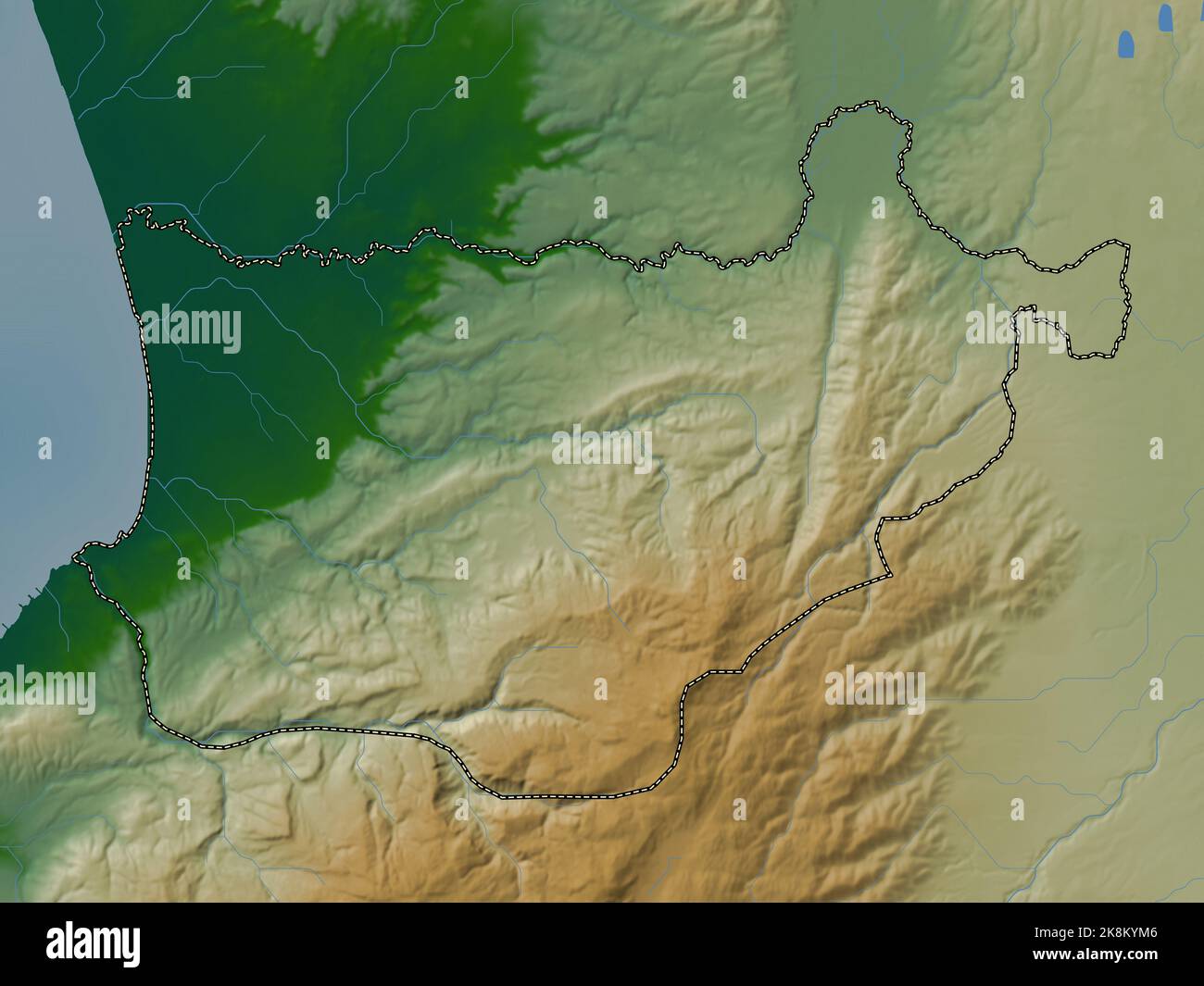 Akkar, governorate of Lebanon. Colored elevation map with lakes and ...