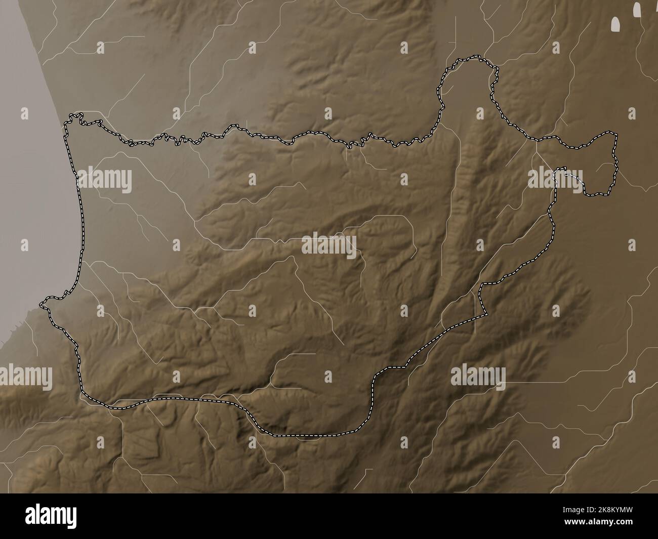 Akkar, governorate of Lebanon. Elevation map colored in sepia tones ...