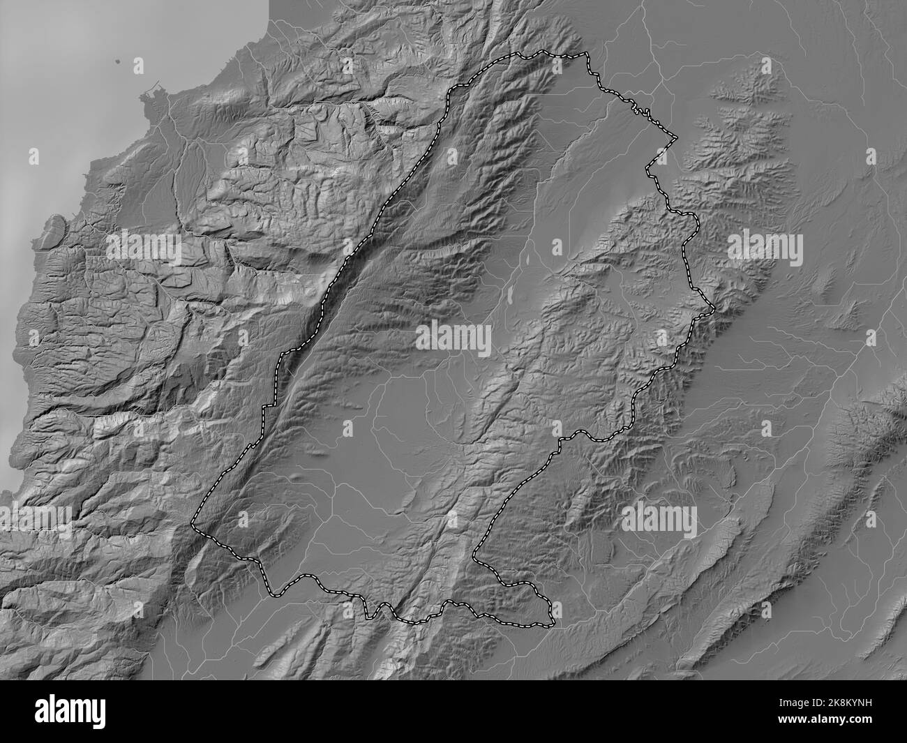 Baalbek-Hermel, governorate of Lebanon. Bilevel elevation map with ...