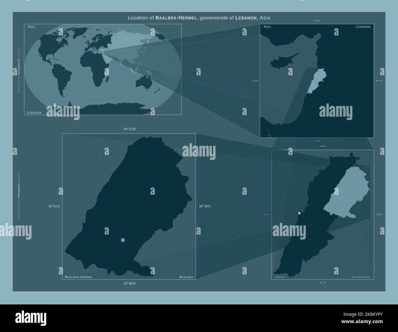 Baalbek-Hermel, governorate of Lebanon. Diagram showing the location of ...