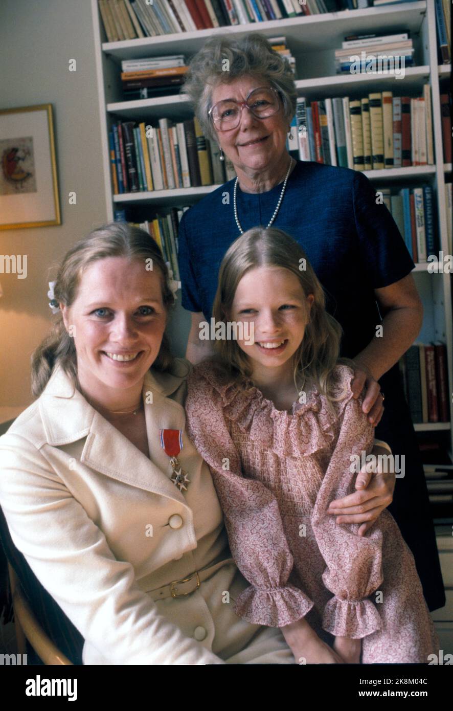 Oslo 19770822 Liv Ullmann is named Knight of the Order of St.Olav. Here ...