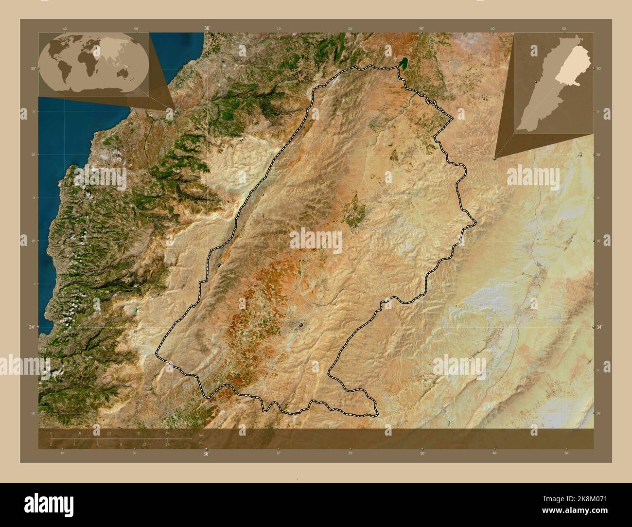 Baalbek-Hermel, governorate of Lebanon. Low resolution satellite map ...