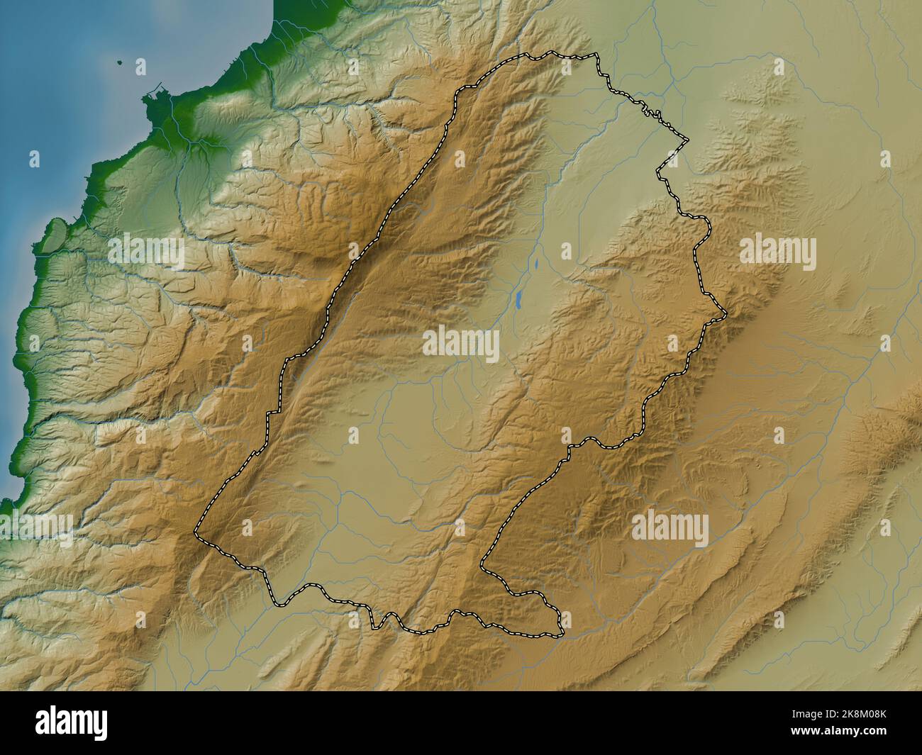 Baalbek-Hermel, governorate of Lebanon. Colored elevation map with ...
