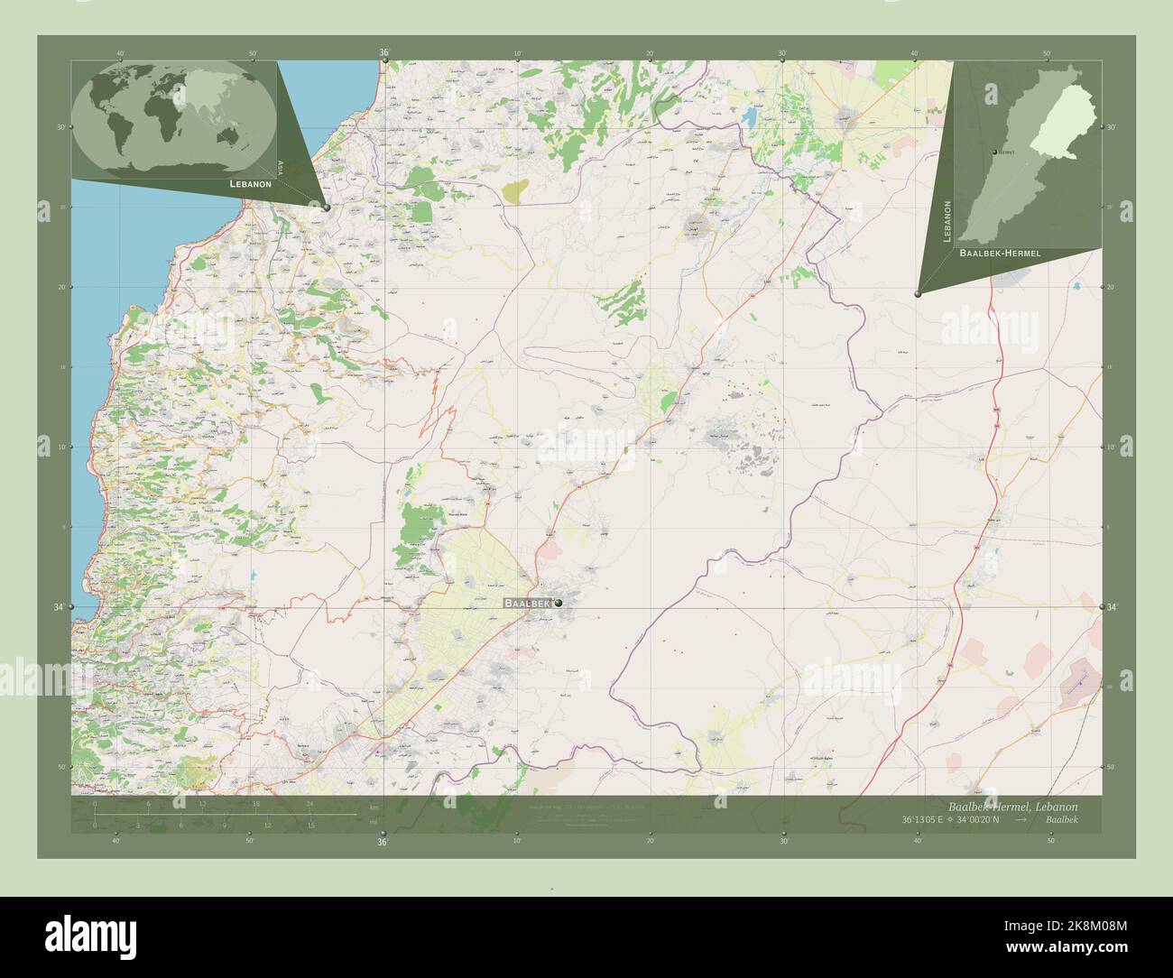 Baalbek-Hermel, governorate of Lebanon. Open Street Map. Locations and ...