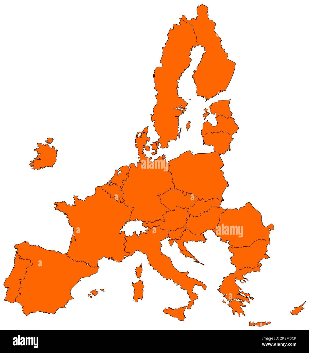 Map of EU filled with orange color Stock Photo - Alamy