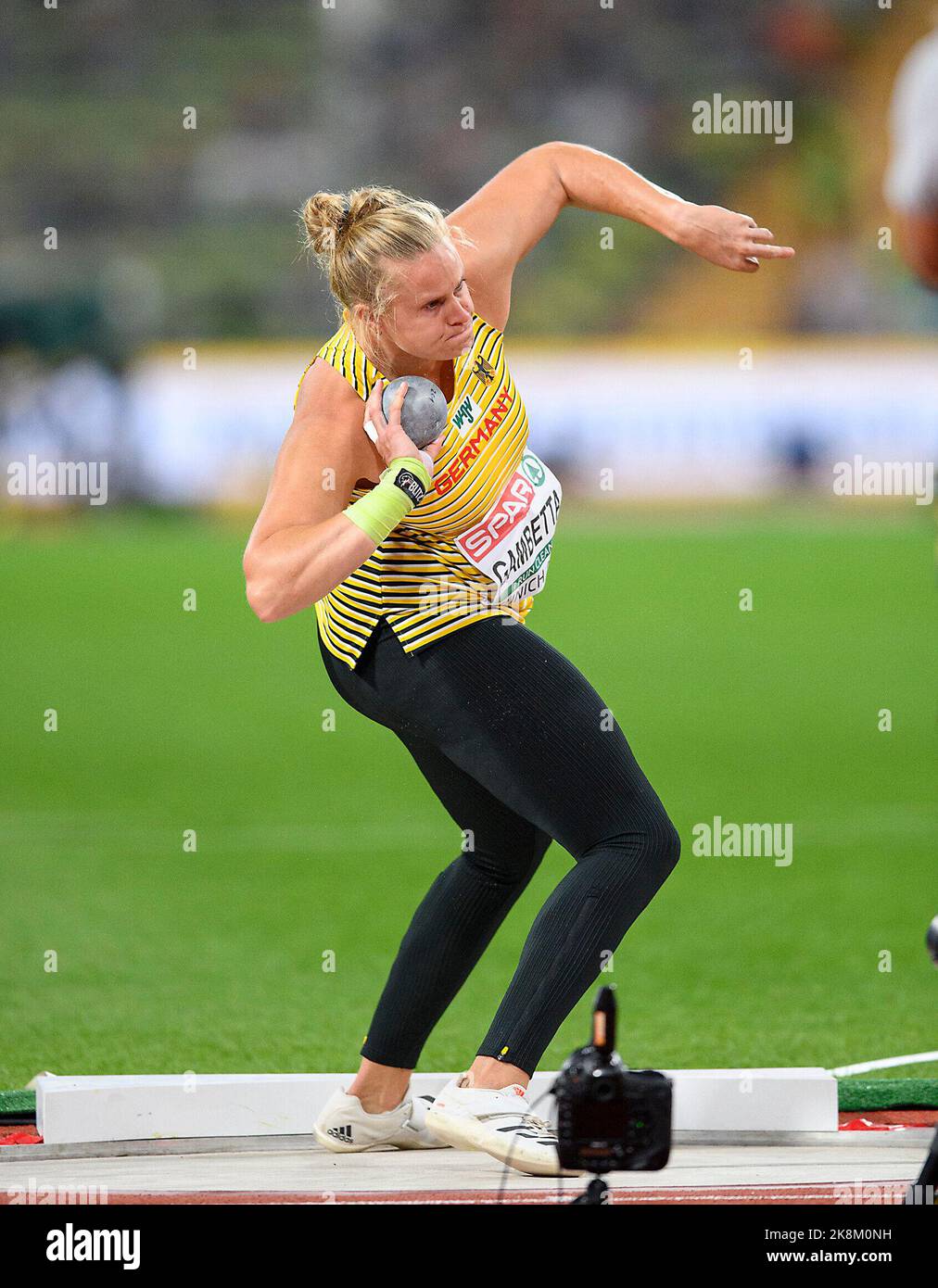 Sara GAMBETTA (GER/ 5th place) action, women's final shot put on August ...