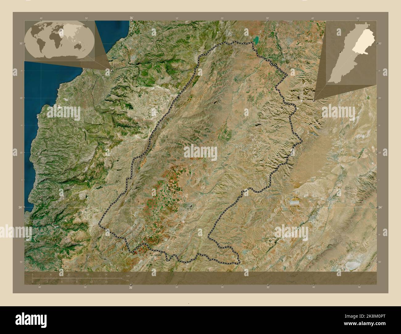 Baalbek-Hermel, governorate of Lebanon. High resolution satellite map ...