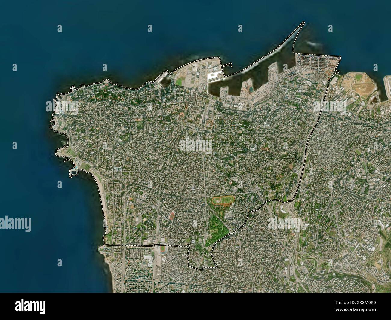 Beirut, governorate of Lebanon. High resolution satellite map Stock ...