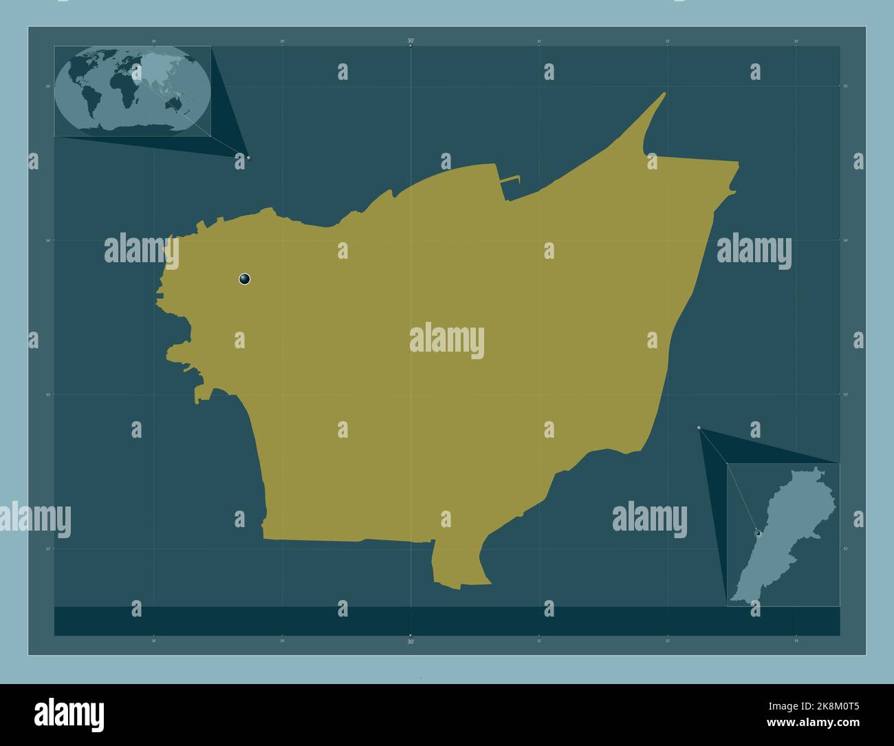Beirut, governorate of Lebanon. Solid color shape. Corner auxiliary ...