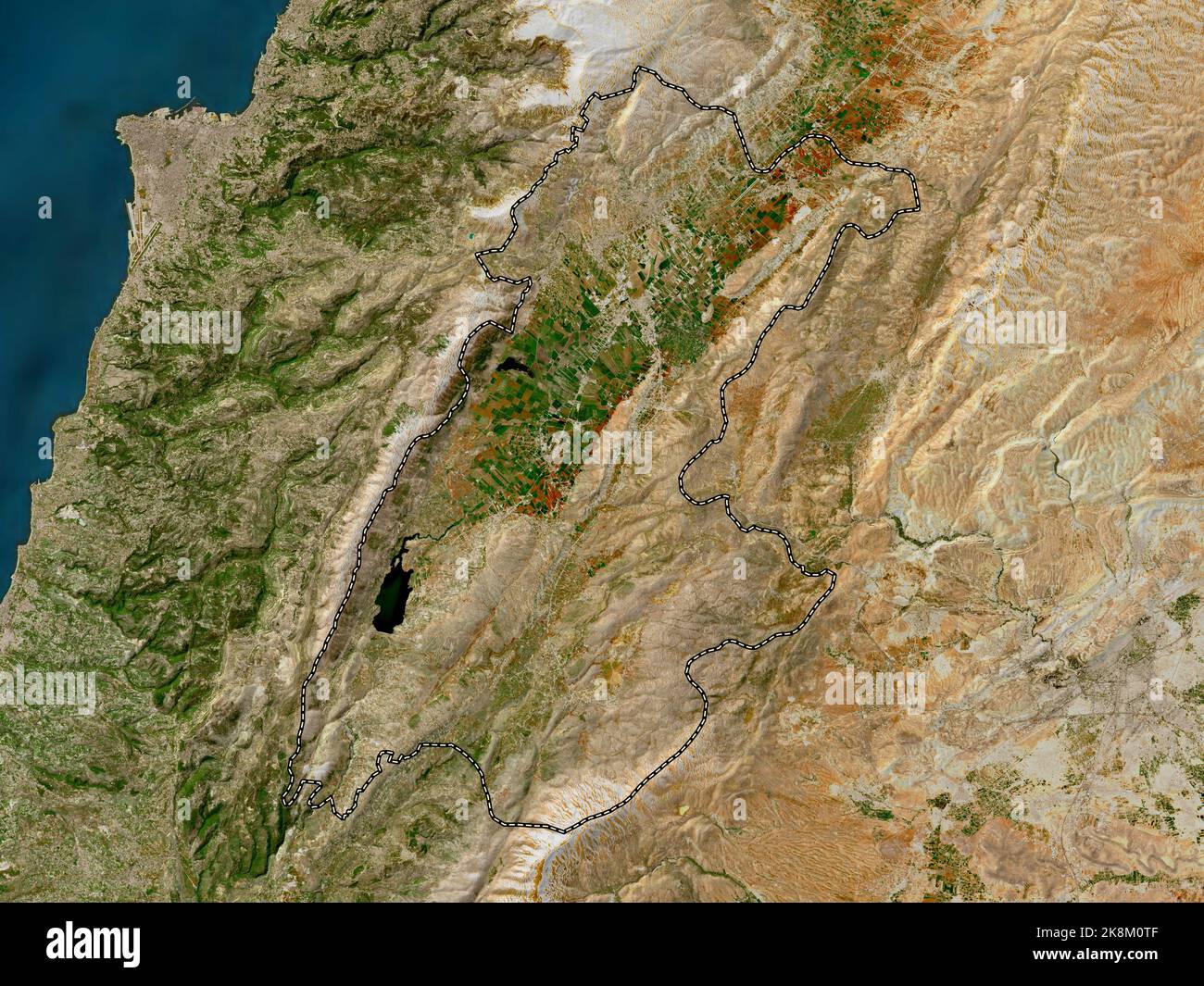 Beqaa, governorate of Lebanon. Low resolution satellite map Stock Photo ...