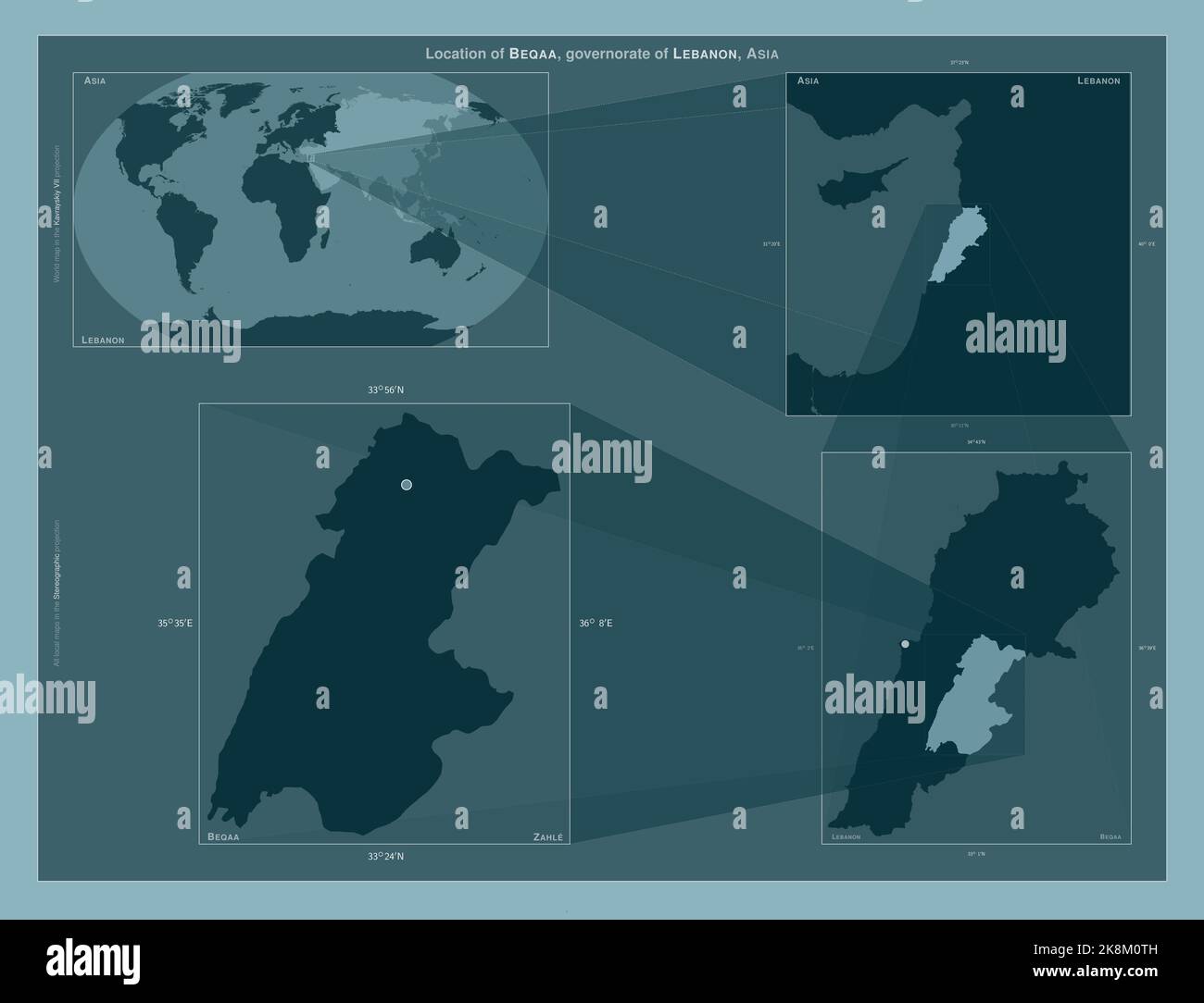 Beqaa, governorate of Lebanon. Diagram showing the location of the ...