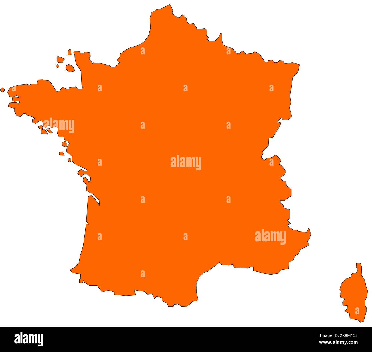 Map of France filled with orange color Stock Photo - Alamy