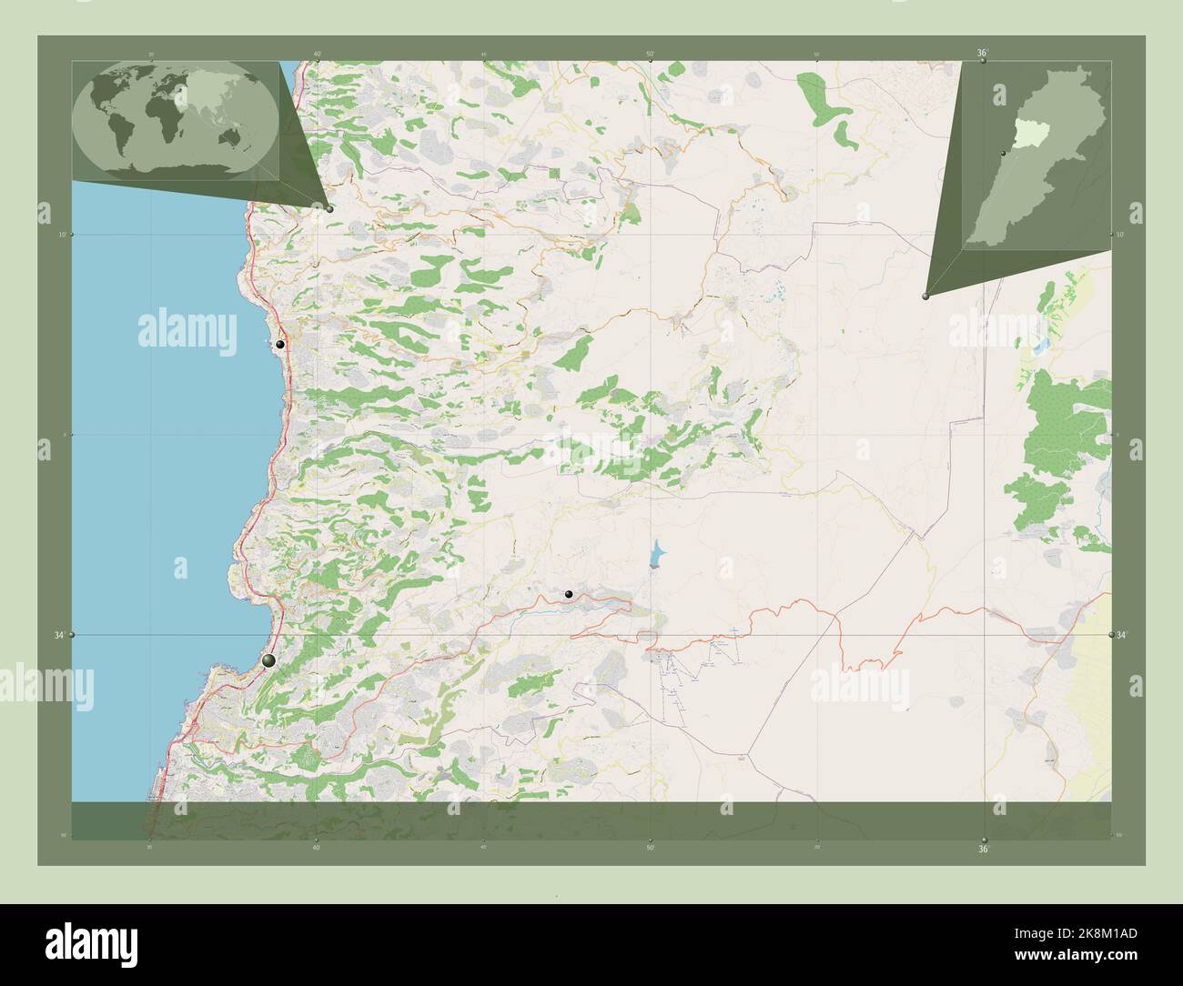 Keserwan-Jbeil, governorate of Lebanon. Open Street Map. Locations of ...