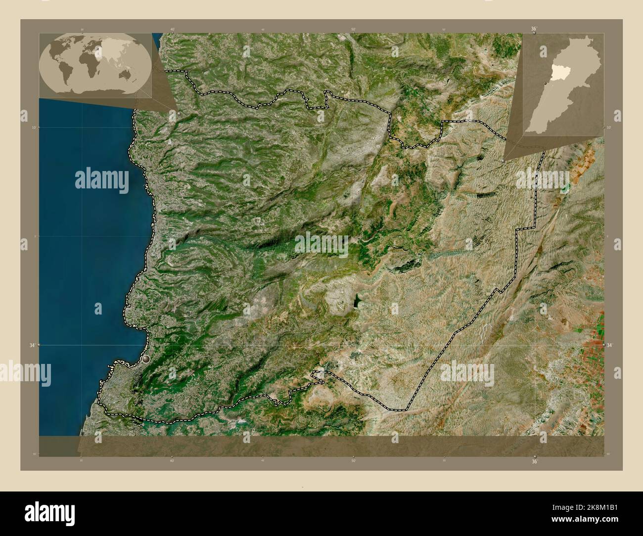 Keserwan-Jbeil, governorate of Lebanon. High resolution satellite map ...