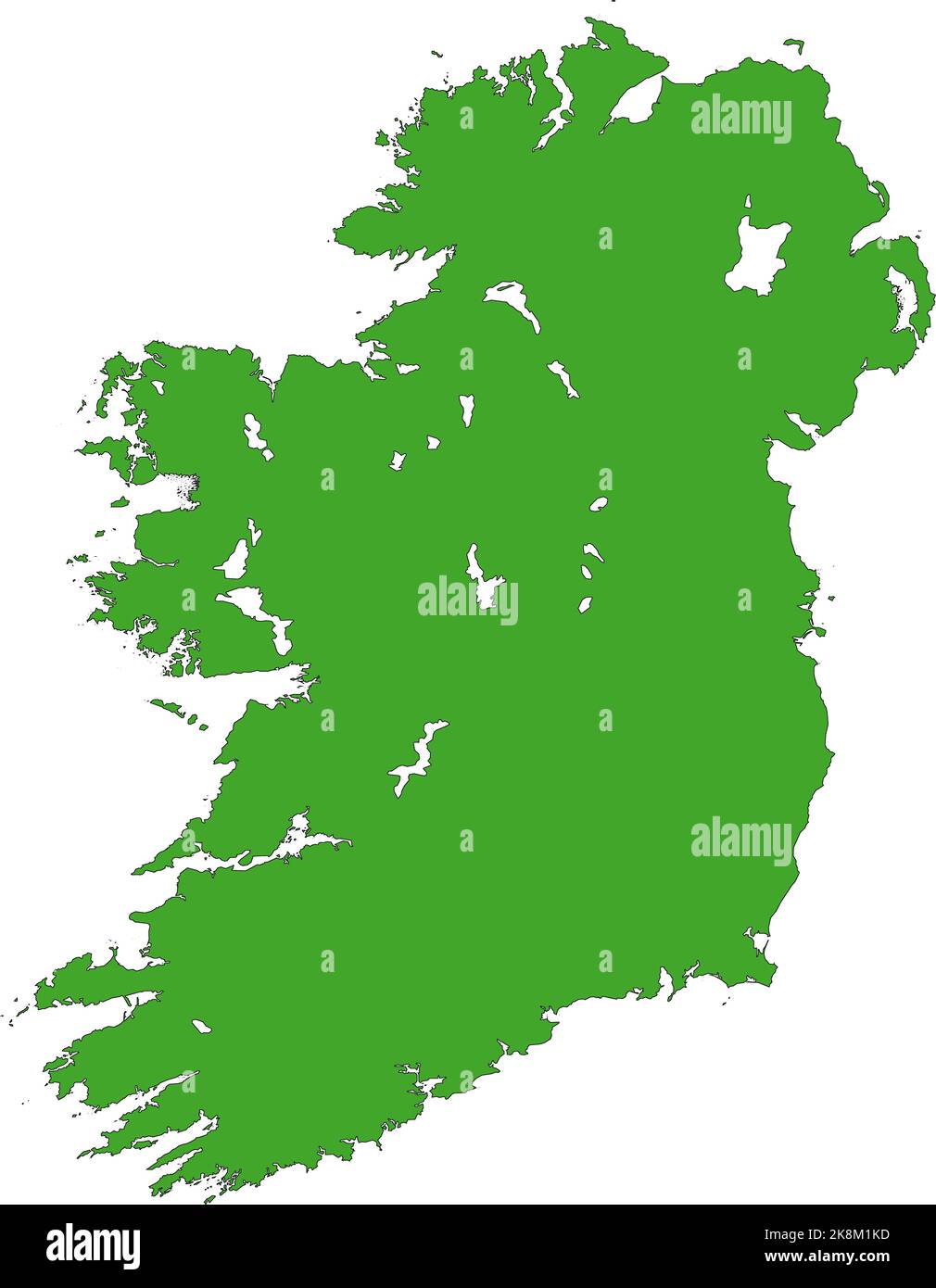 Map of Ireland filled with green color Stock Photo - Alamy