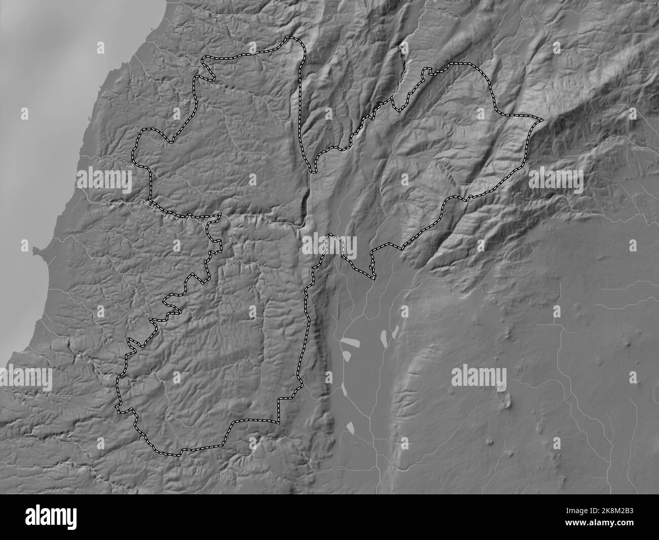 Nabatiyeh, governorate of Lebanon. Bilevel elevation map with lakes and rivers Stock Photo - Alamy