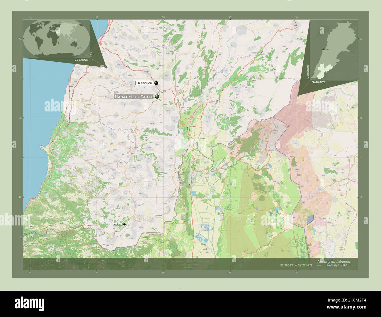 Nabatiyeh, governorate of Lebanon. Open Street Map. Locations and names ...