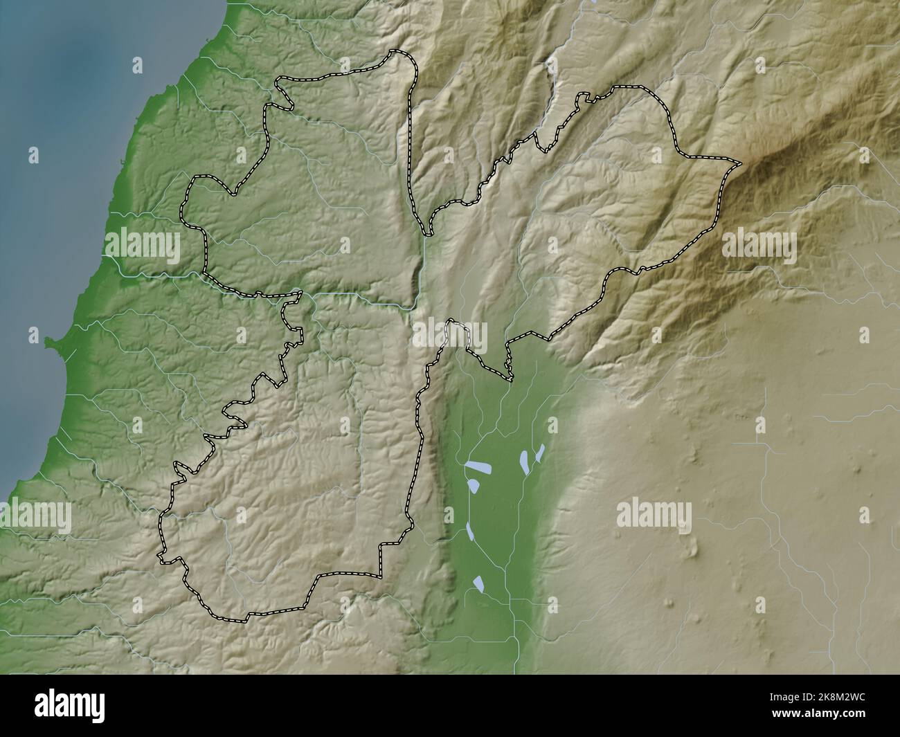 Nabatiyeh, governorate of Lebanon. Elevation map colored in wiki style ...