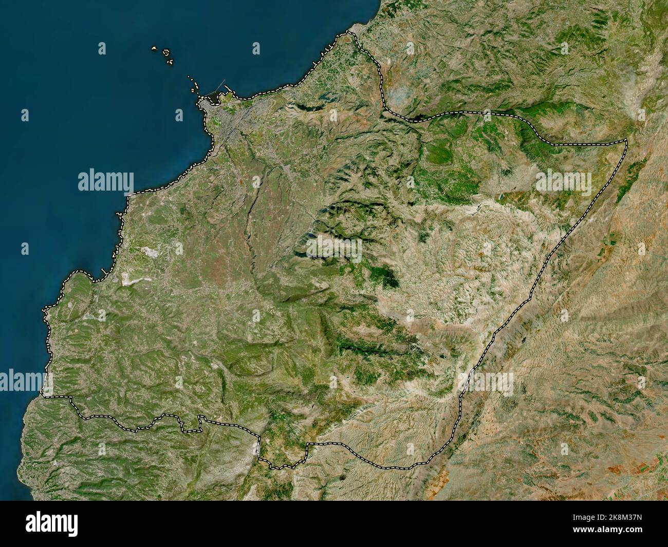 North, governorate of Lebanon. High resolution satellite map Stock ...