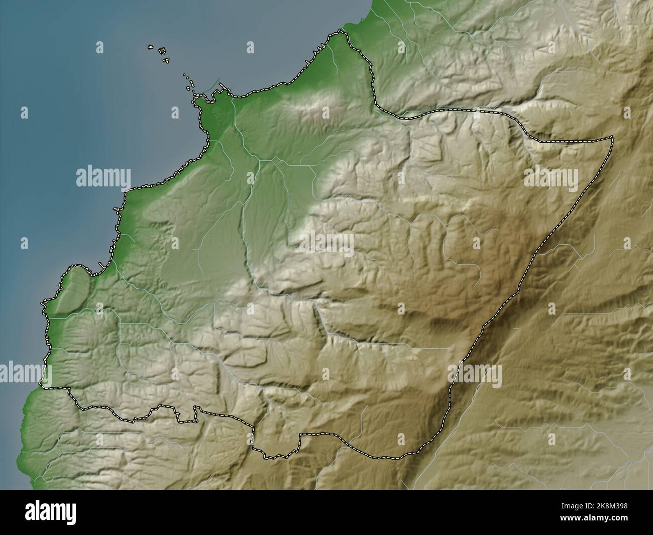 North, governorate of Lebanon. Elevation map colored in wiki style with ...