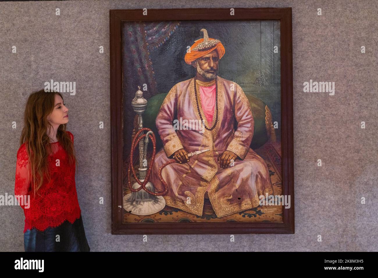 London UK. 24 October 2022 . Shankar Singh Taluqdar of Dhangadh seated ...