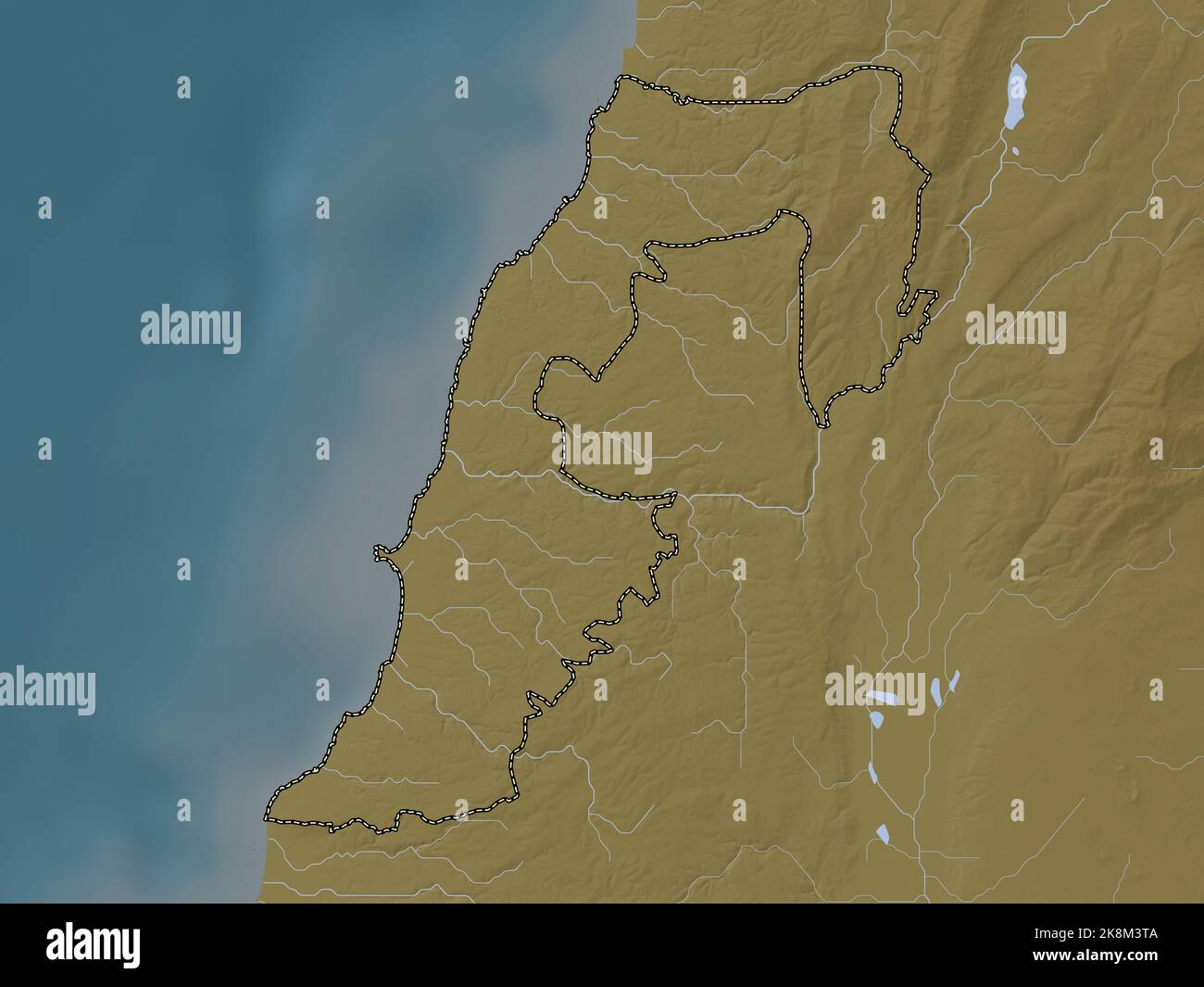 South, governorate of Lebanon. Elevation map colored in wiki style with ...