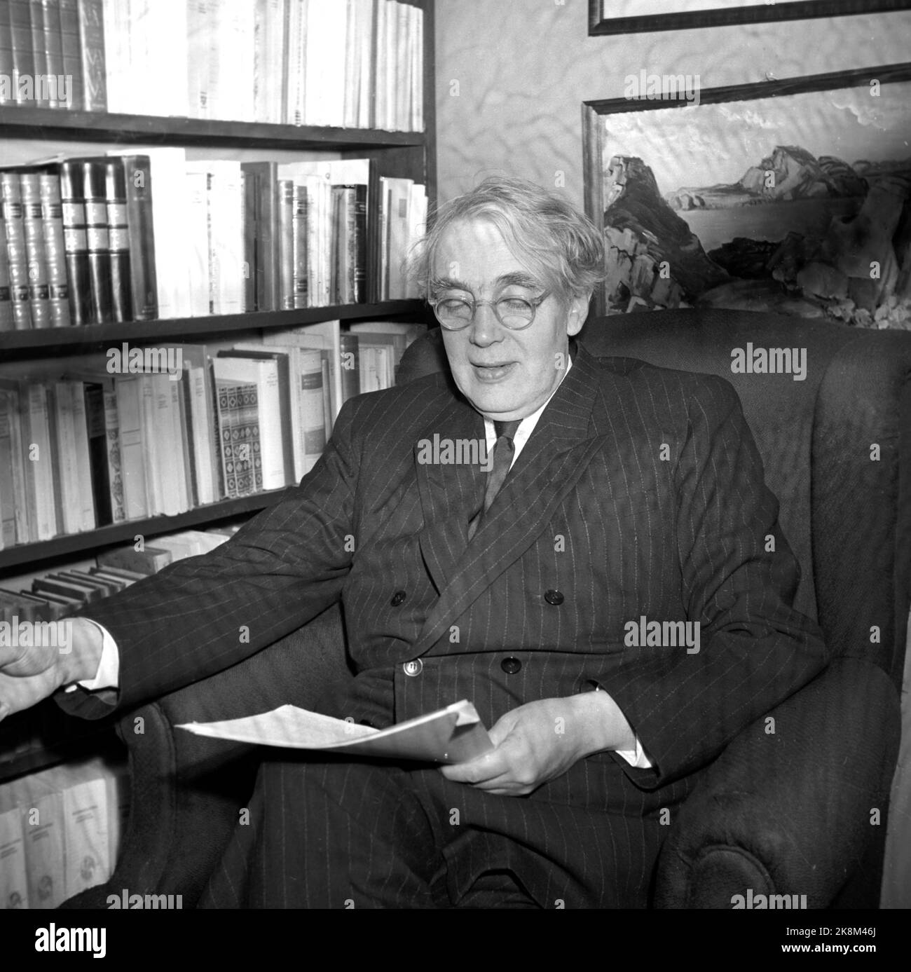 Stavern 19460625. Author Herman Wildenvey photographed in his home ...