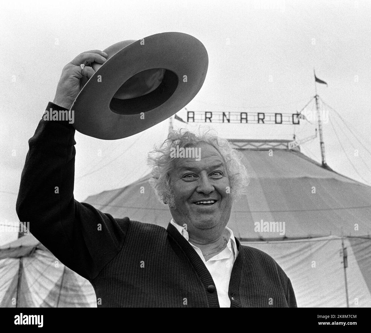 Oslo 19741010. Circus Director Arnado in front of the circus tent ...