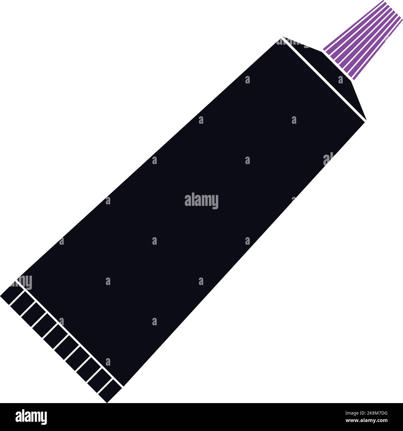A black cosmetic tube icon with purple lid isolated on white background ...