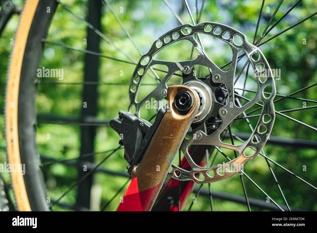 A closeup shot of a modern bicycle hydraulic disc brake Stock Photo - Alamy