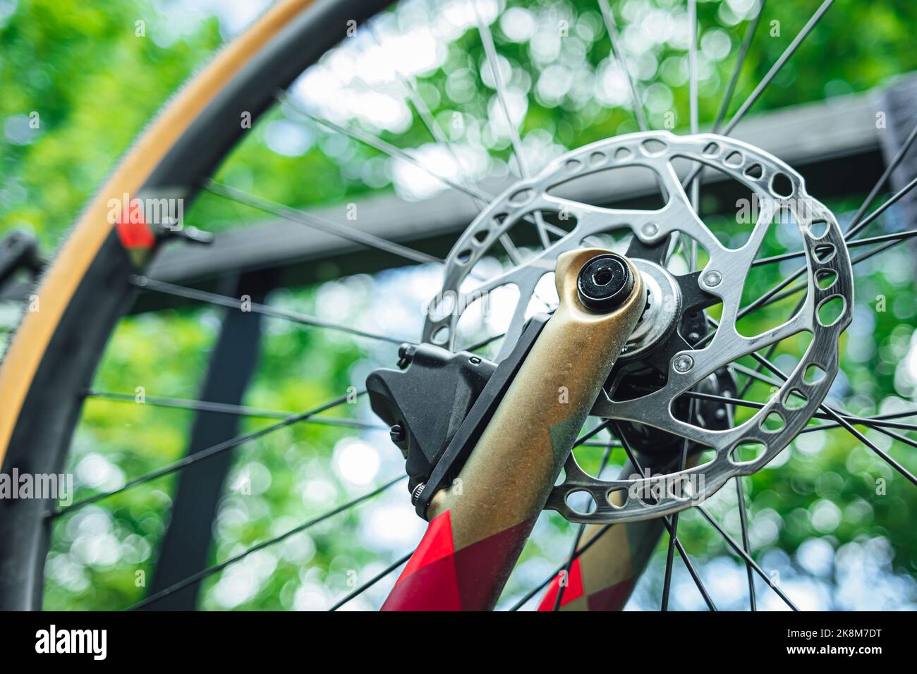 A closeup shot of a modern bicycle hydraulic disc brake Stock Photo - Alamy