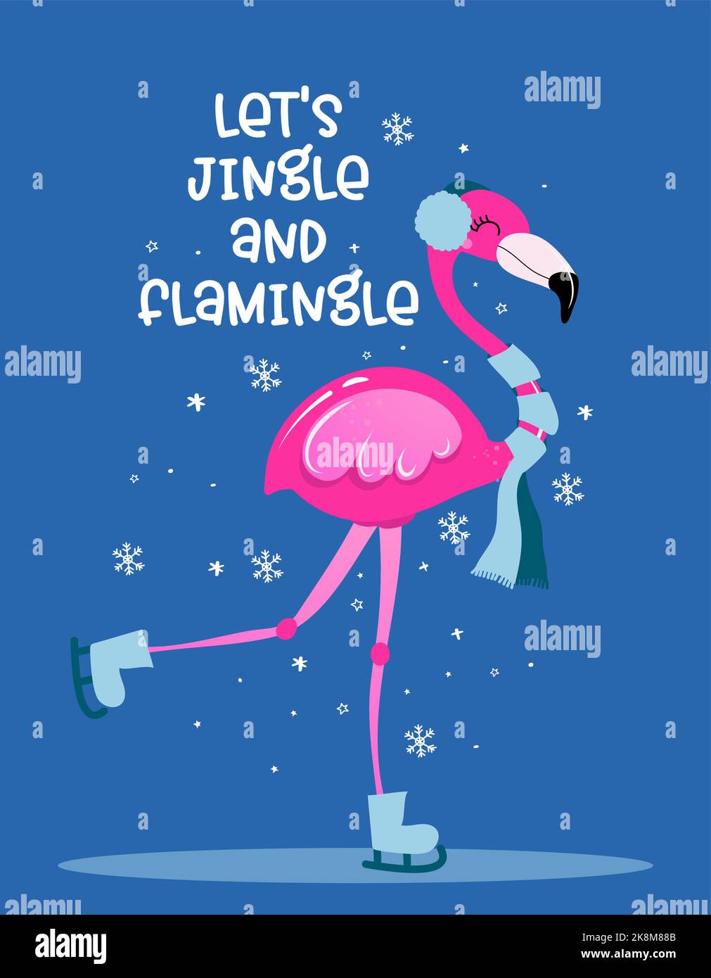 Let's jingle and flamingle - Calligraphy phrase for Christmas with cute ...