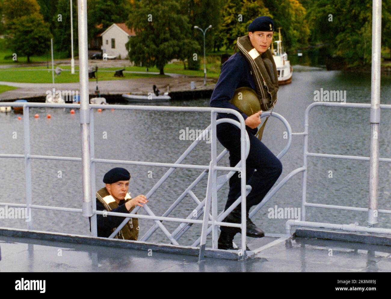 Bergen 31 August 1992. Crown Prince Haakon aboard the Navy Vessel KNM ...