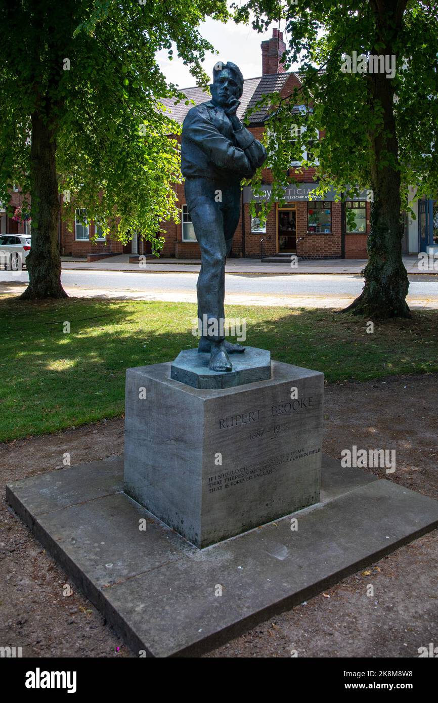 A vertical shot of the statue of the famous WW1 poet Rupert Brooke in a ...