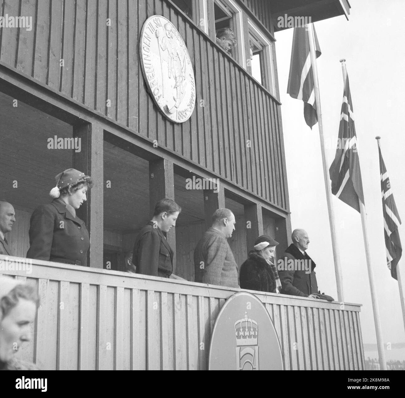 Oslo 195503. The royal family on the royal stand during the jumping ...