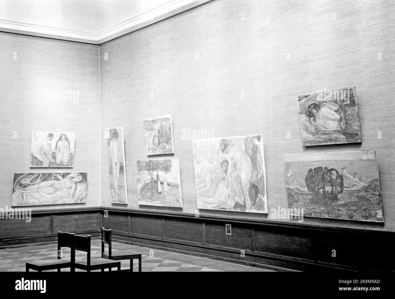 Oslo 19450709. Munch exhibition at the National Gallery. Edvard Munch's ...