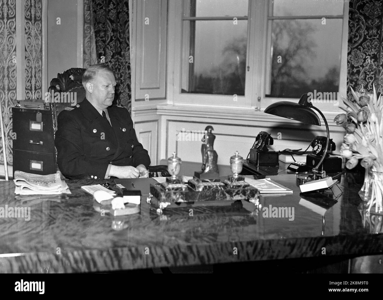 Oslo February 1943. Vidkun Quisling at the desk of the castle. Photo ...