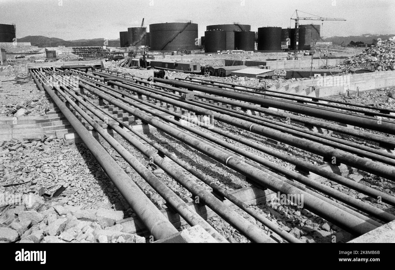 Mongstad 19740525. The first Norwegian -owned oil refinery rises at ...