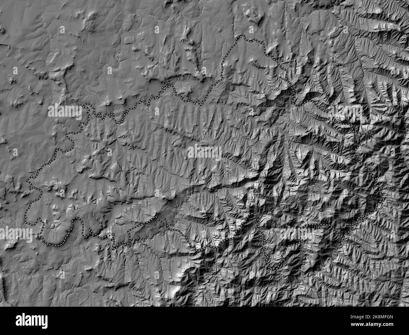 Berea, district of Lesotho. Bilevel elevation map with lakes and rivers ...