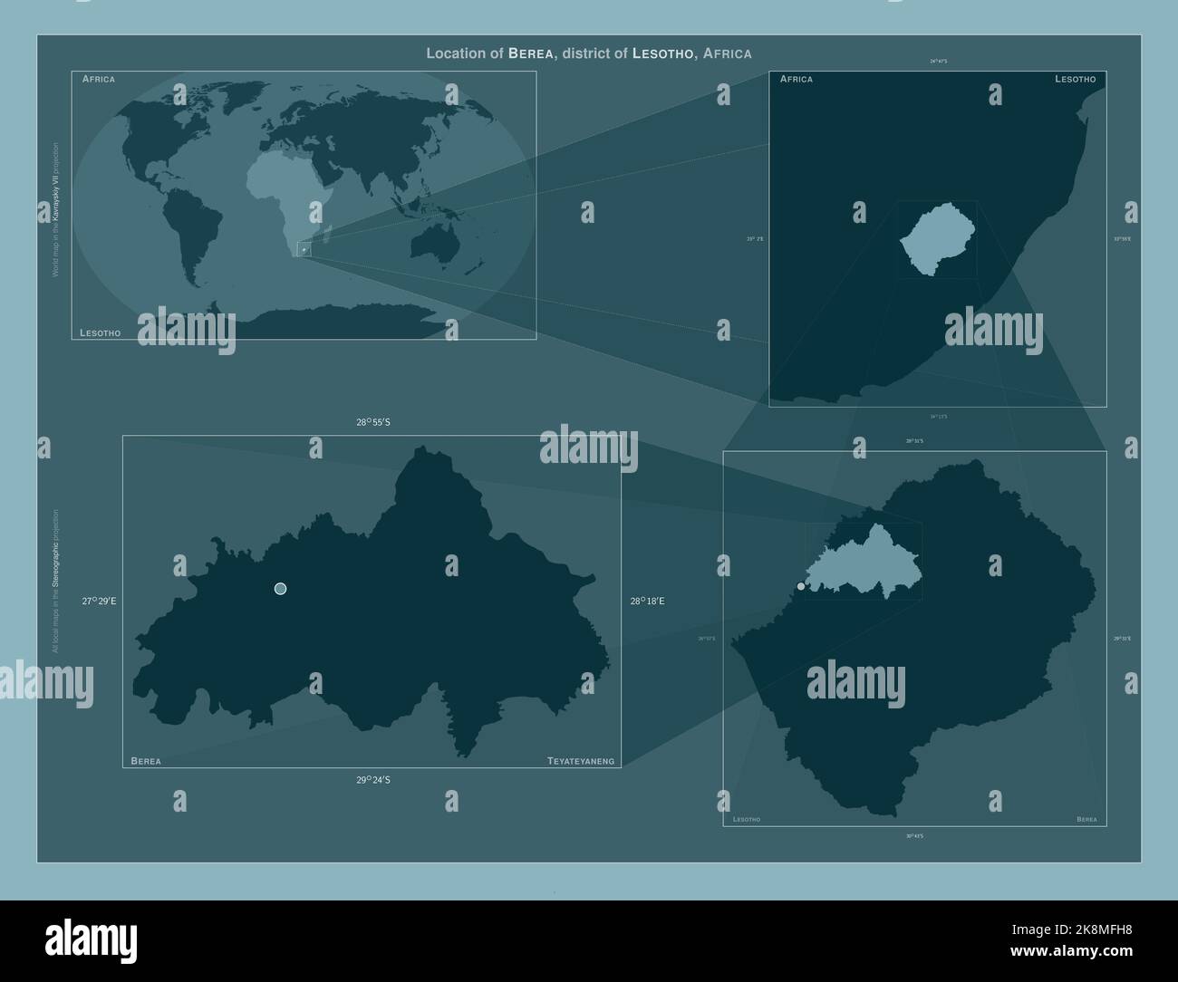 Berea, district of Lesotho. Diagram showing the location of the region ...