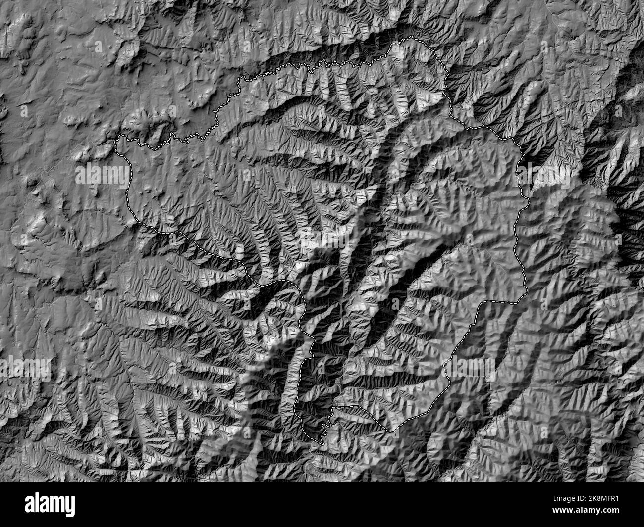 Butha-Buthe, district of Lesotho. Bilevel elevation map with lakes and ...
