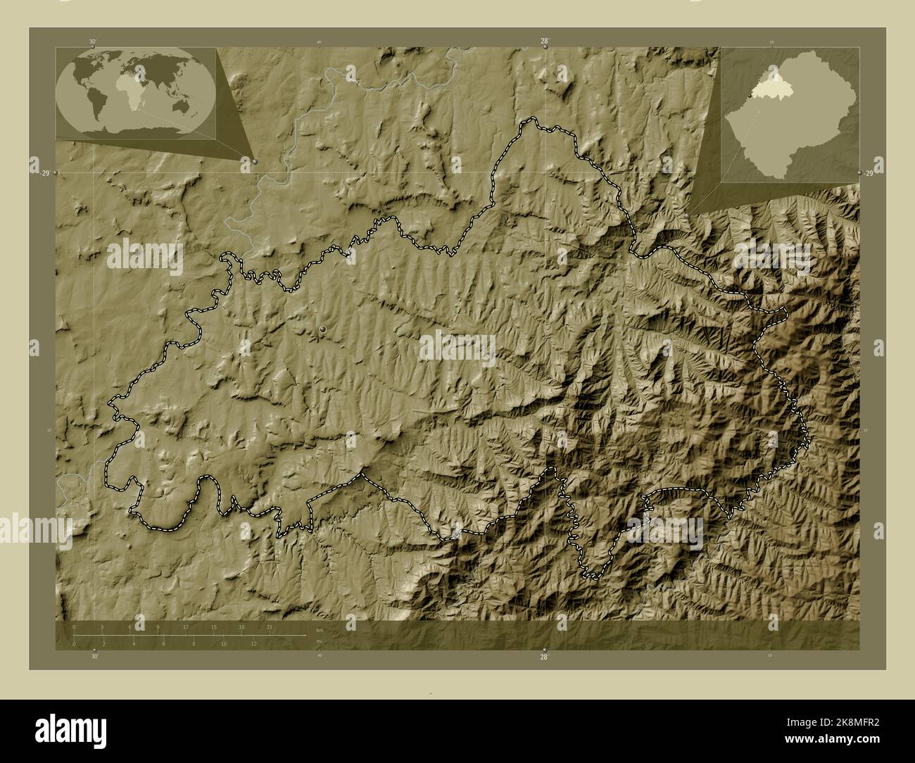 Berea, district of Lesotho. Elevation map colored in wiki style with ...