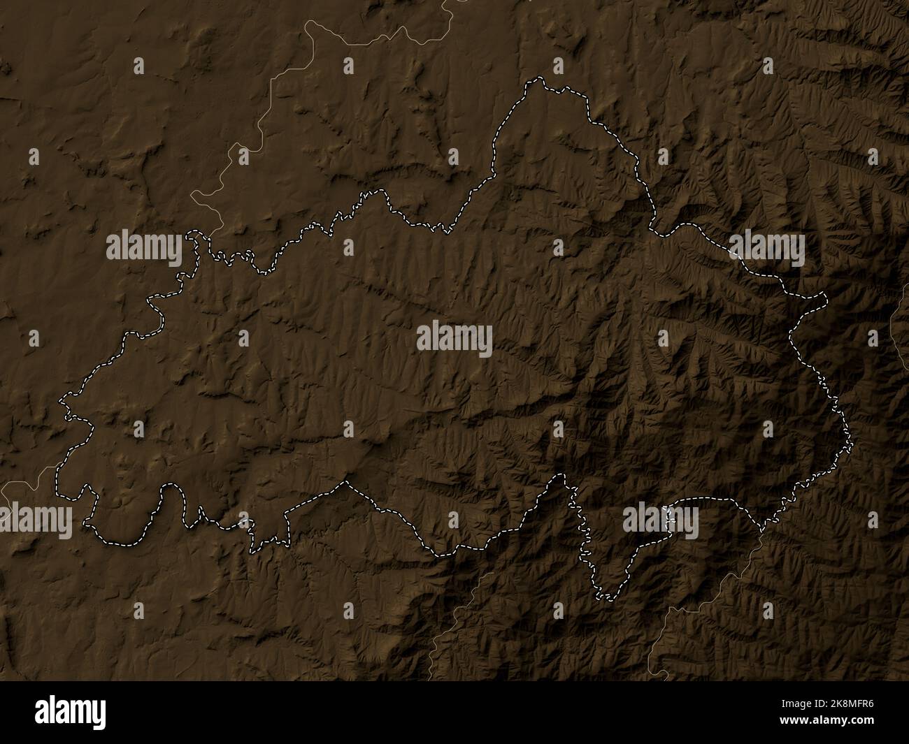 Berea, district of Lesotho. Elevation map colored in sepia tones with ...