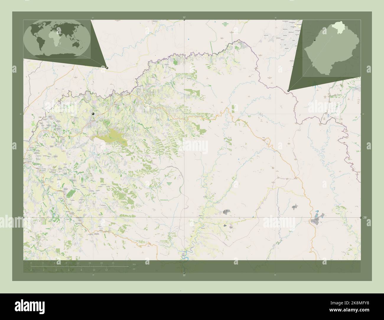 Butha-Buthe, district of Lesotho. Open Street Map. Corner auxiliary ...