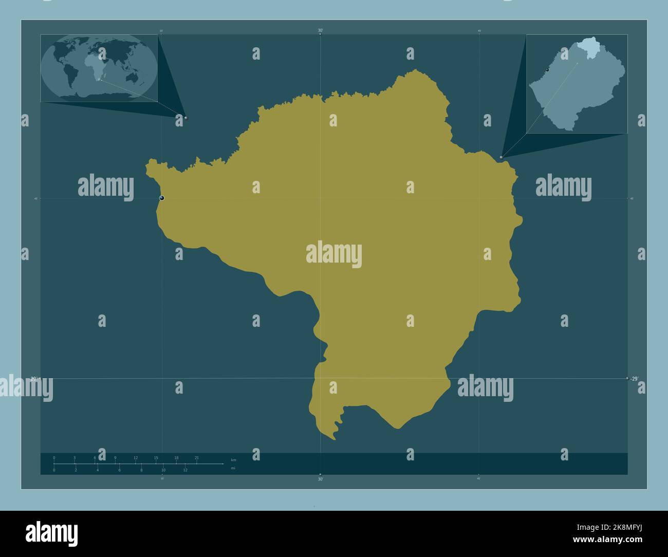 Butha-Buthe, district of Lesotho. Solid color shape. Corner auxiliary ...