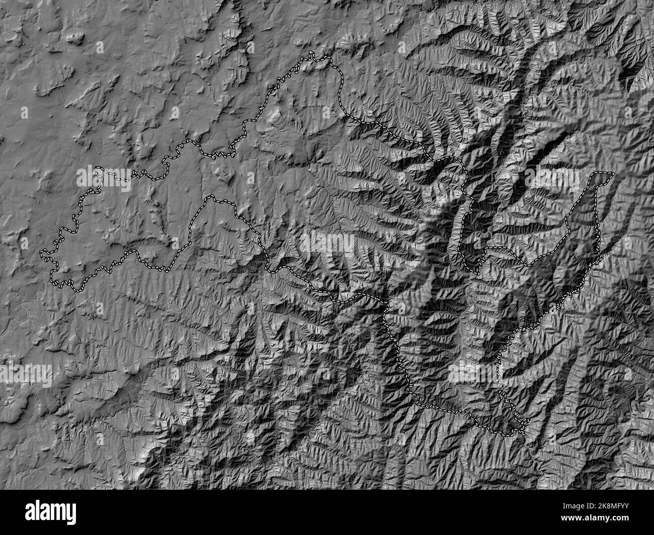 Leribe, district of Lesotho. Bilevel elevation map with lakes and ...