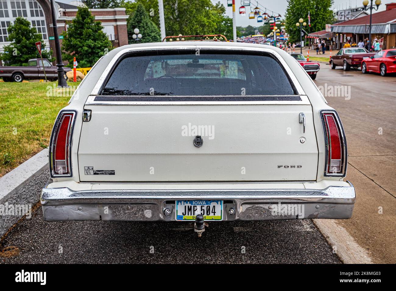Des Moines, IA - July 01, 2022: High perspective rear view of a 1976 ...